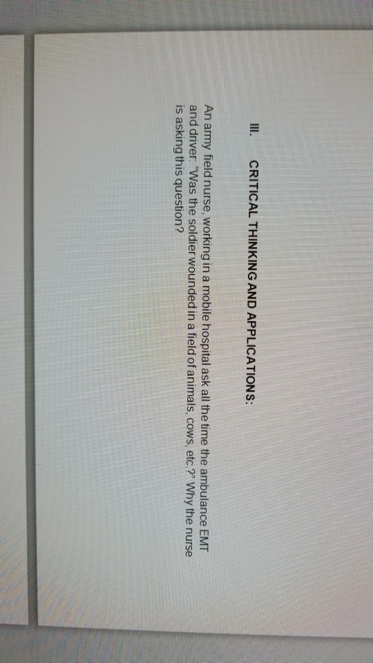 Solved II CRITICAL THINKING AND APPLICATIONS: An army field | Chegg.com