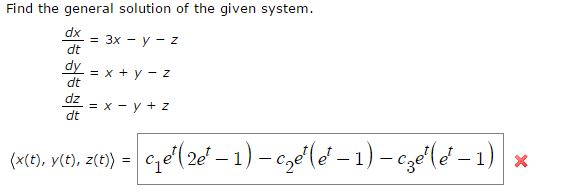 Solved Find the general solution of the given system. dx/dt | Chegg.com