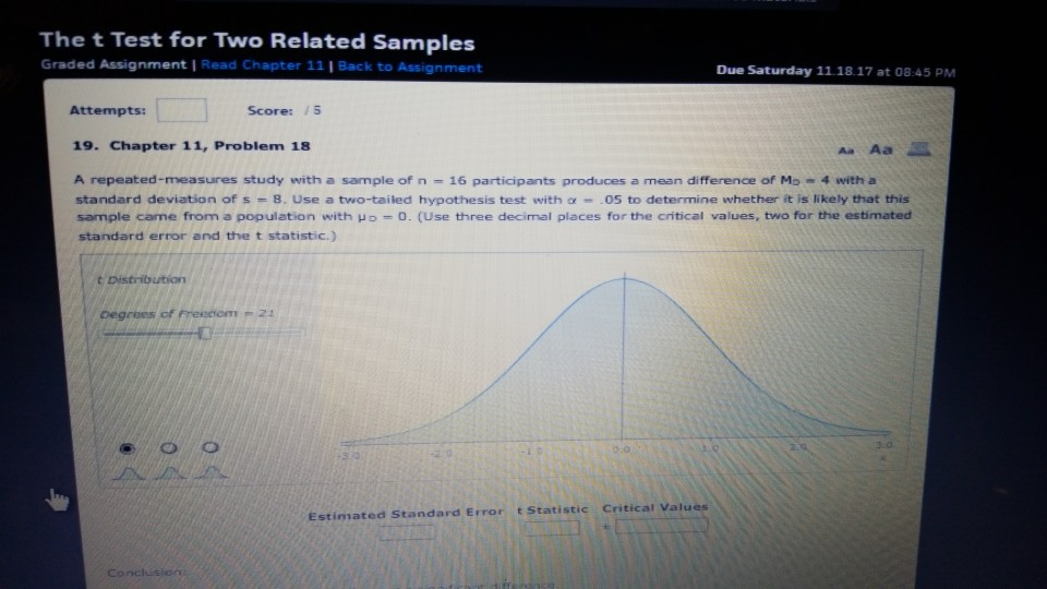 Solved The t Test for Two Related Samples Graded Assignment | Chegg.com