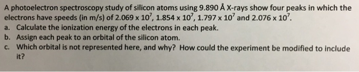 Solved A photoelectron spectroscopy study of silicon atoms | Chegg.com