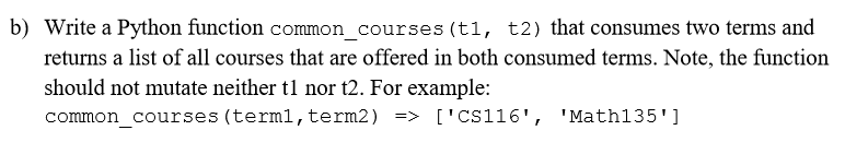 Solved A term stores the courses offered in a dictionary of | Chegg.com