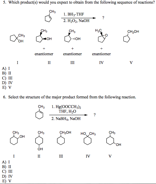 Solved Which product(s) would you expect to obtain from the | Chegg.com