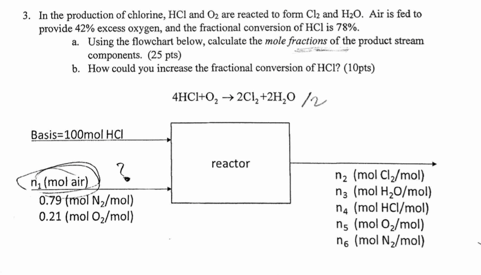 3. In the production of chlorine, HCl and O2 are | Chegg.com