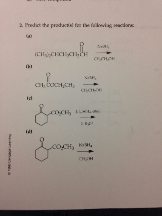 Solved 2. Predict the product(s) for the following | Chegg.com