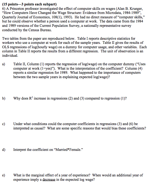 (15 points-3 points each subpart) 6) A Princeton | Chegg.com