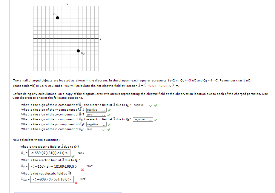 Solved Two small charged objects are located as shown in | Chegg.com