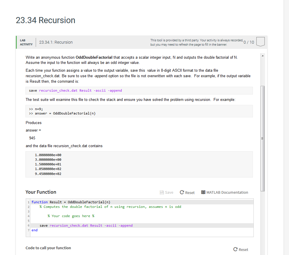 Solved 23.34 Recursion LAB ACTIVITY This tool is provided by | Chegg.com