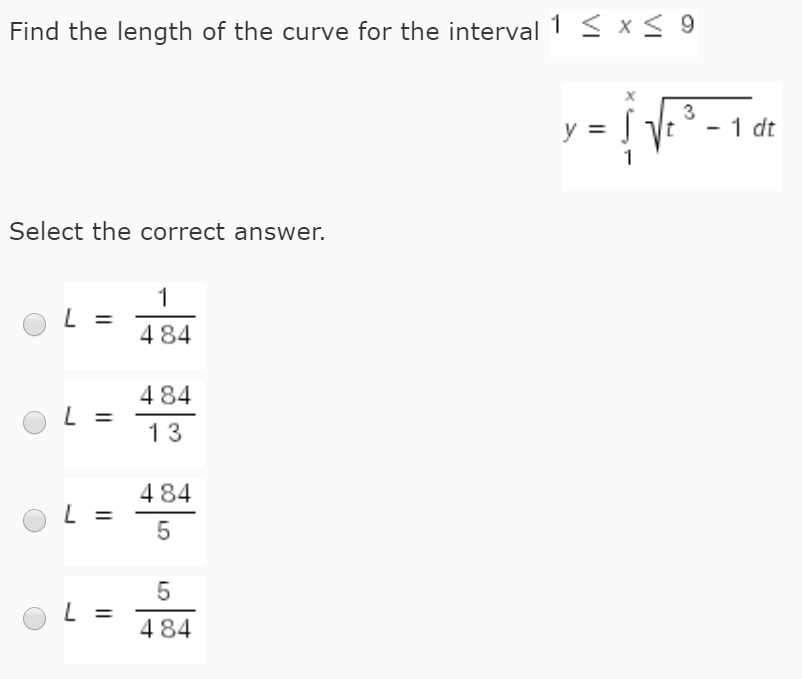 Solved Find the length of the curve for the interval 1 * x * | Chegg.com