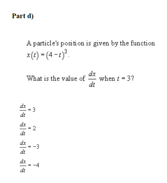 Solved Part d) A particle's position is given by the | Chegg.com