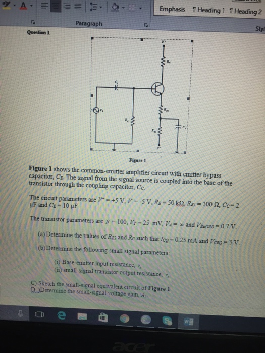 Solved Figure 1 shows the common-emitter amplifier circuit | Chegg.com
