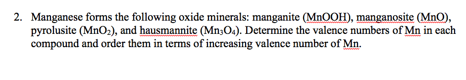 Solved 2. Manganese forms the following oxide minerals: | Chegg.com