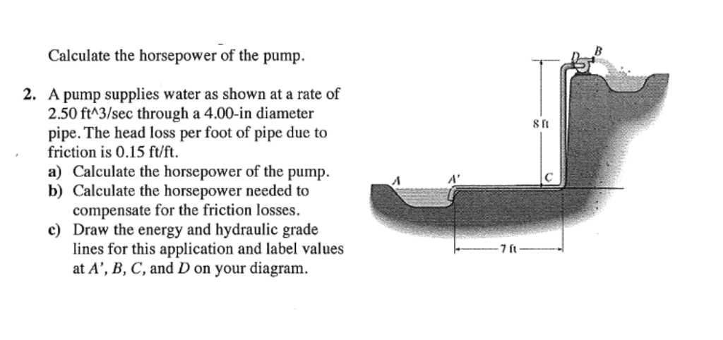 Solved Calculate the horsepower of the pump. 2. A pump | Chegg.com
