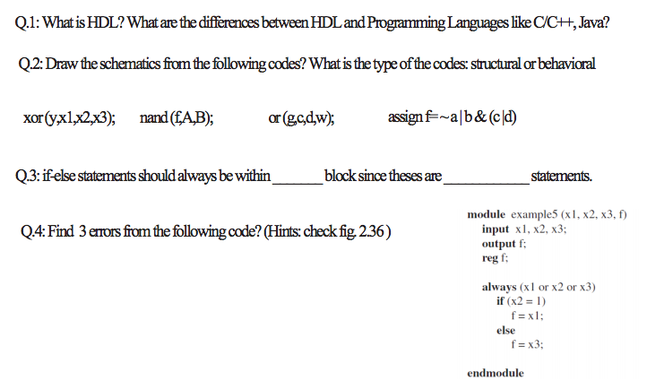 Solved Q.1: What is HDL? What are the differences between | Chegg.com