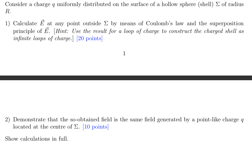 Solved Consider a charge q uniformly distributed on the | Chegg.com