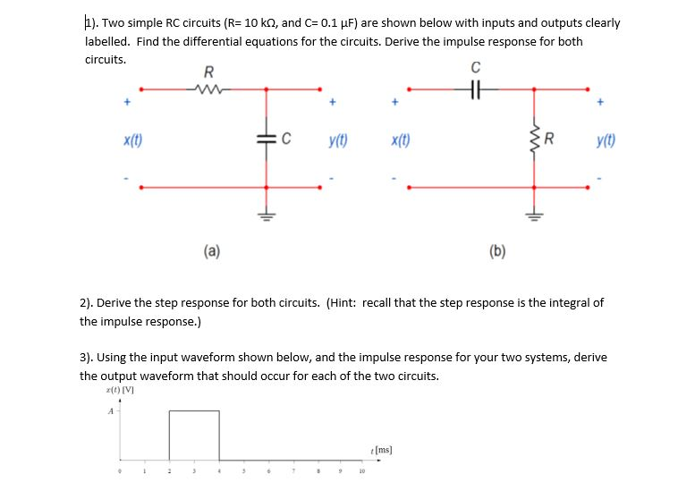 Solved 1 ps. Two simple RC circuits (R= 10 kQ, and C= 0.1 | Chegg.com