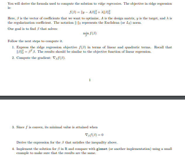 You will derive the formula used to compute the | Chegg.com