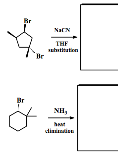 Solved NaCN THF substitution Br NH3 heat elimination | Chegg.com