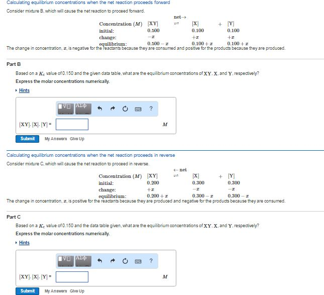 Solved Calculating equilibrium concentrations when the net | Chegg.com