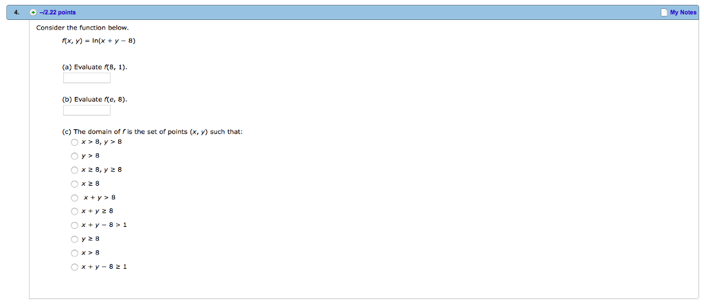 Solved Consider the function below. f(x, y) = ln (x + y - | Chegg.com