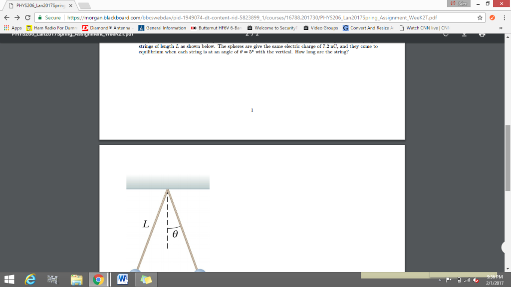 Solved D PHYS206 Lan2017S C Secure h morgan blackboard.co | Chegg.com