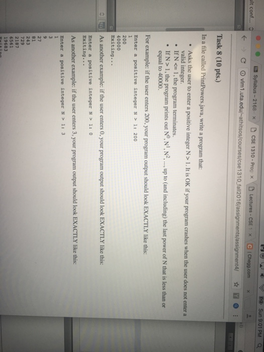 Solved In a file called PrintPowers.java, write a program | Chegg.com