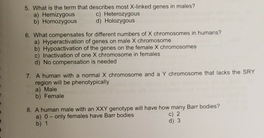 Solved 5. What is the term that describes most X-linked | Chegg.com