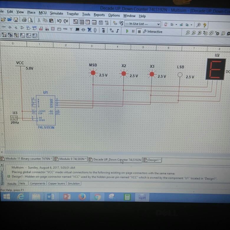 Solved Decade UP Down Counter 74LS192N - Multisim- Decade U | Chegg.com