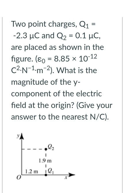 Solved Two point charges, Q1 = -2.3 μC and Q2 = 0.1 pC are | Chegg.com