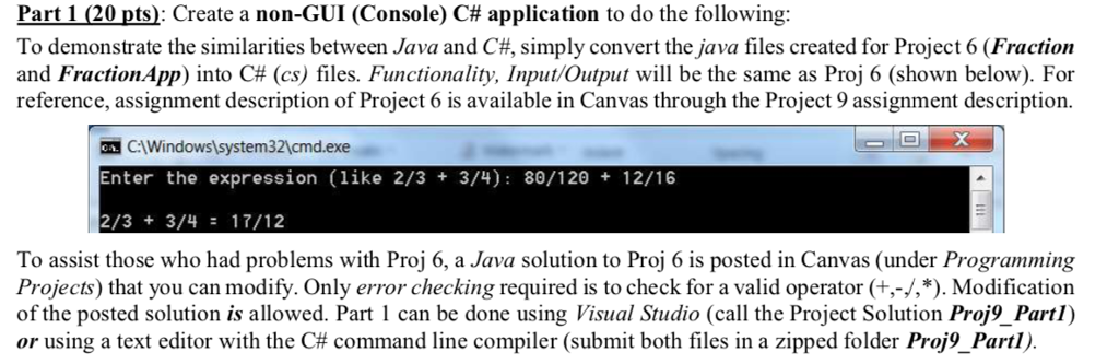 Solved Part 1 (20 pts): Create a non-GUI (Console) C# | Chegg.com