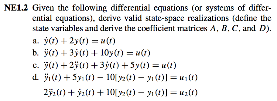 Given the following differential equations (or | Chegg.com