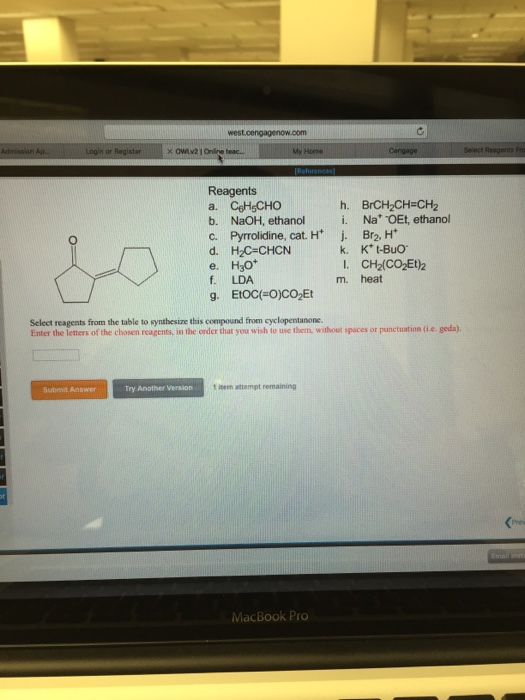 Solved Select reagents from the table to synthesize this | Chegg.com