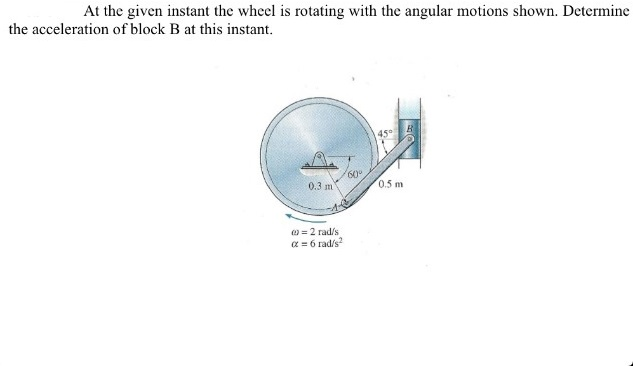 Solved At the given instant the wheel is rotating with the | Chegg.com