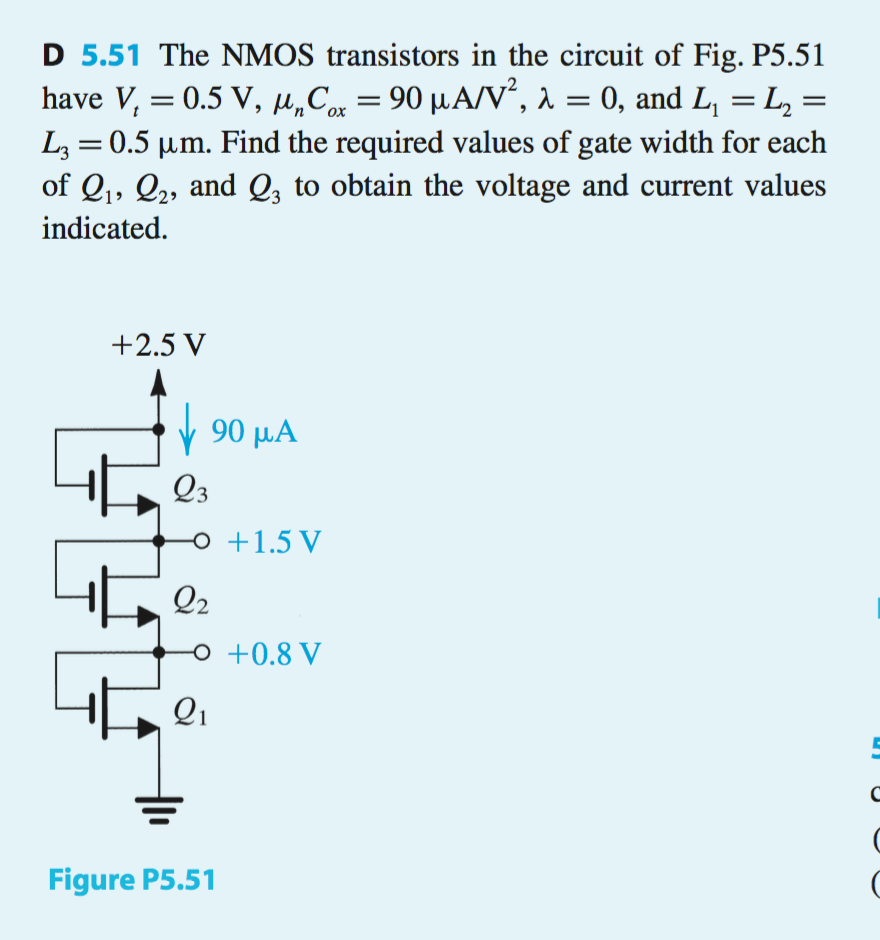 Solved The NMOS transistors in the circuit of Fig. P5.51 | Chegg.com
