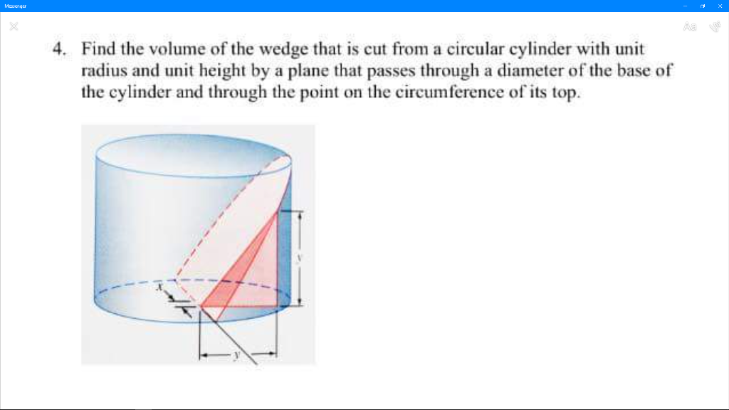 Solved 4. Find the volume of the wedge that is cut from a | Chegg.com