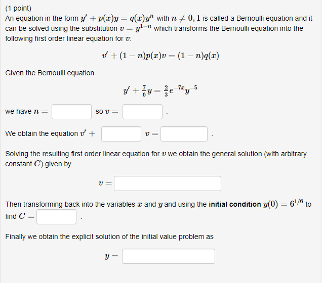 Solved 1 point) Write the equation in the form y f(y/x) then | Chegg.com