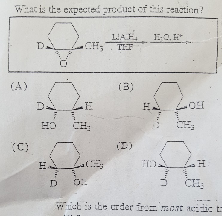 Solved What is the expected product of this reaction? HO CH3 | Chegg.com