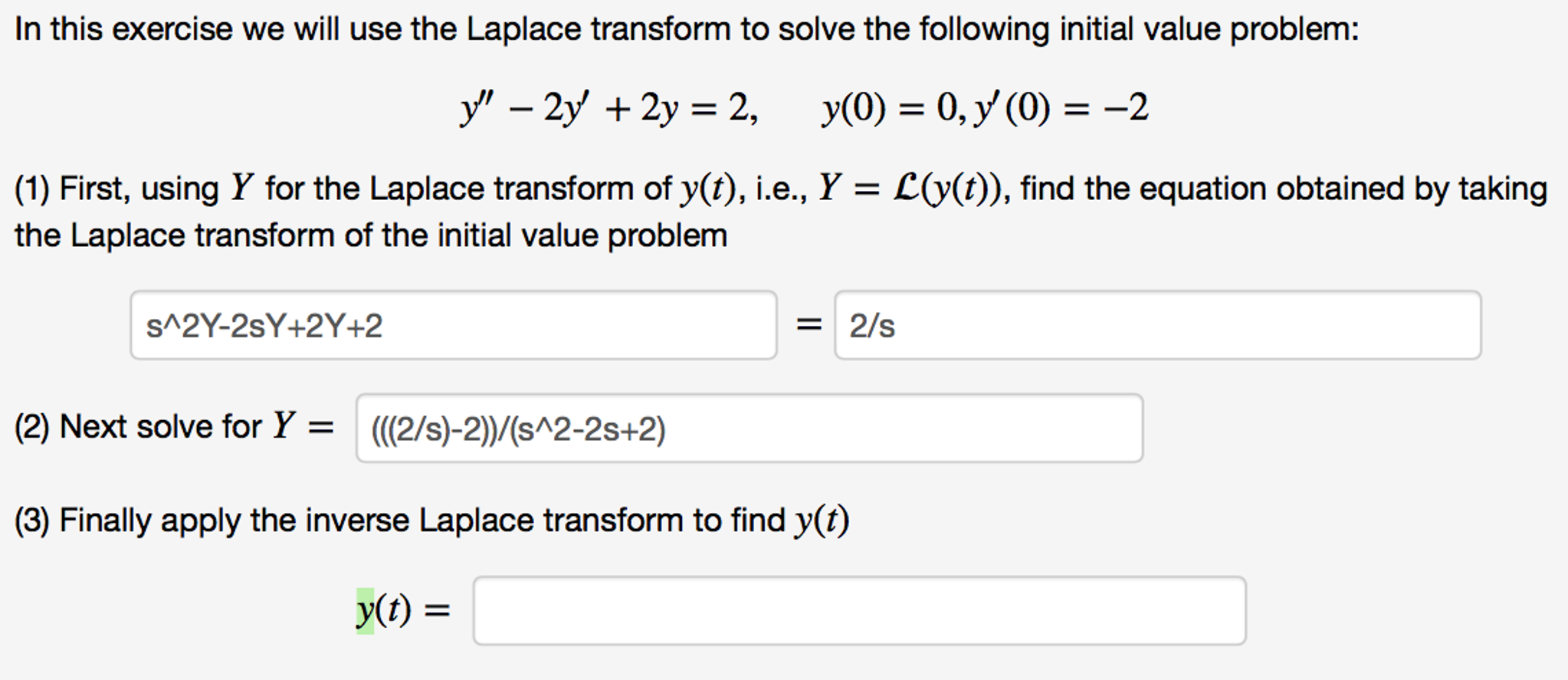 Solved In this exercise we will use the Laplace transform to | Chegg.com