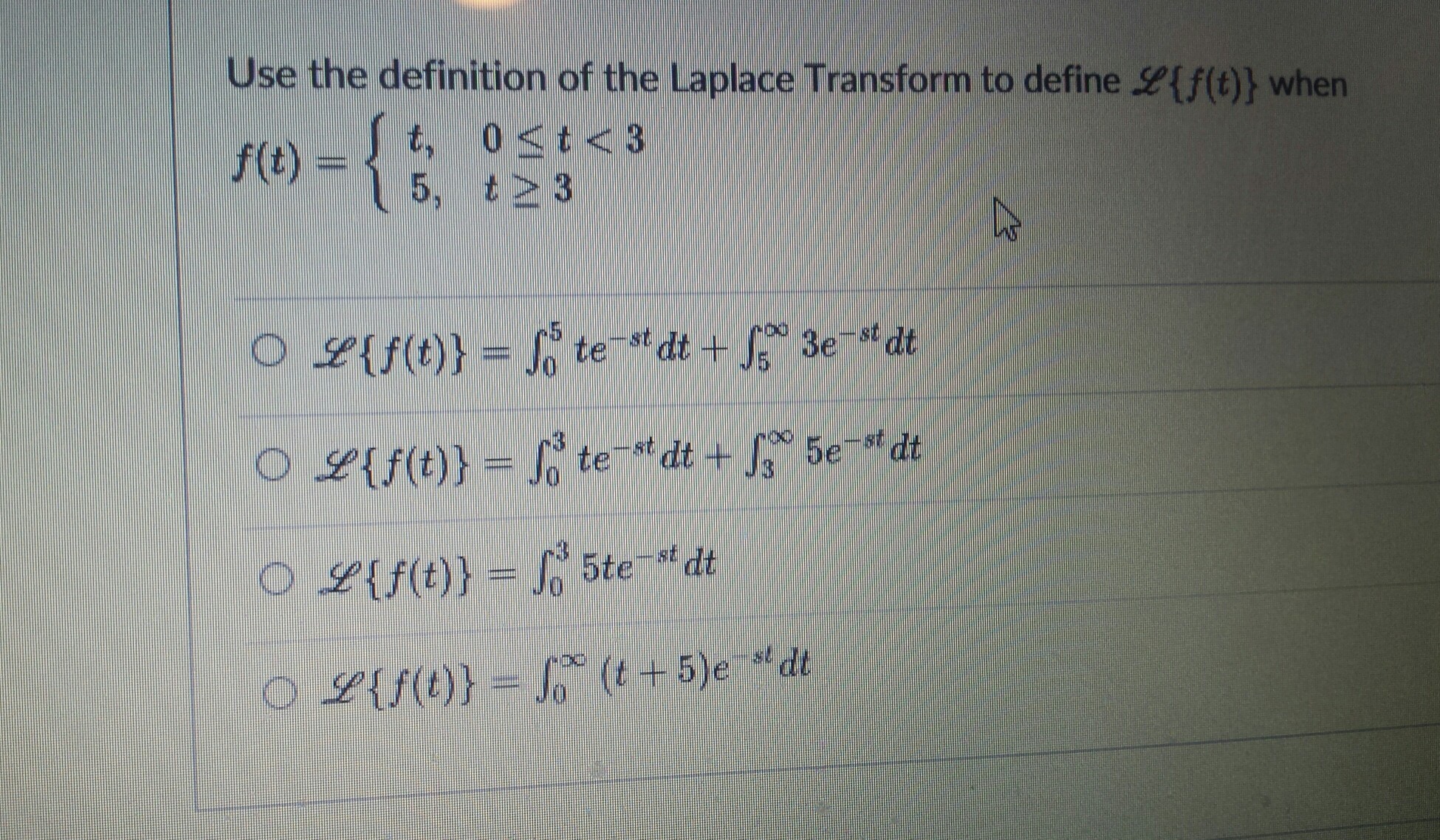 Solved Use the definition of the Laplace Transform to define | Chegg.com
