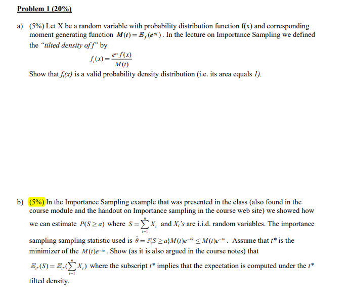 Solved Problem 1 (20%) (5%) Let X be a random variable with | Chegg.com Solved Problem 1 (20%) (5%) Let X be a random variable with | Chegg.com
