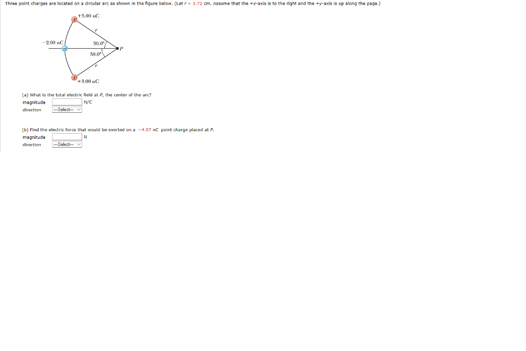 Solved Three point charges are located on a circular arc as | Chegg.com