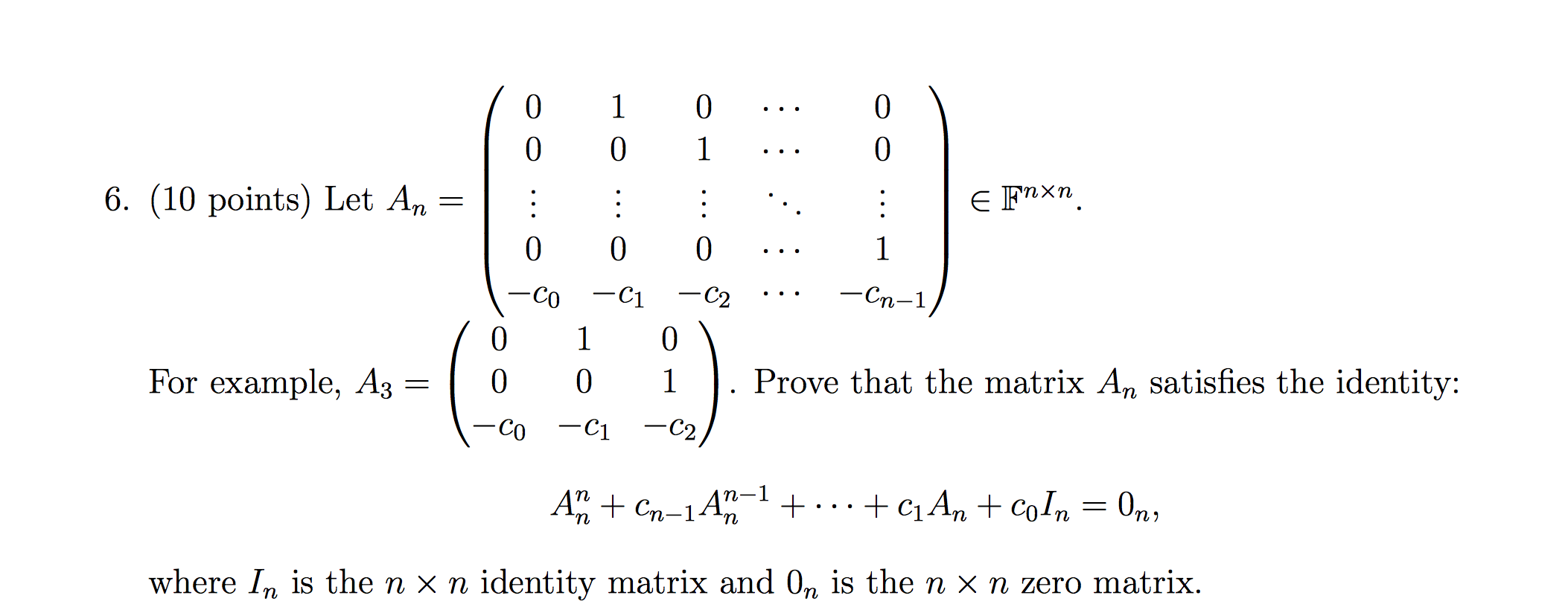 6. Let An = For example, A3 = . Prove that the matrix | Chegg.com