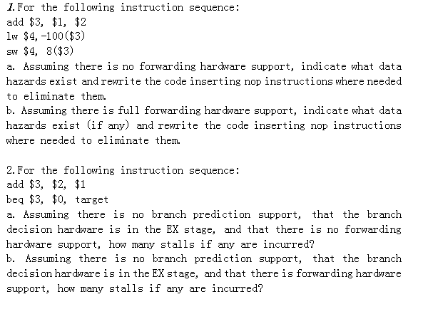 For The Following Instruction Sequence Add 3 1 