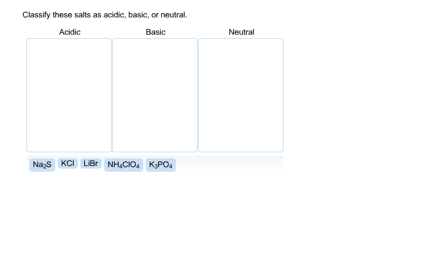 Solved Classify These Salts As Acidic Basic Or Neutral 7708