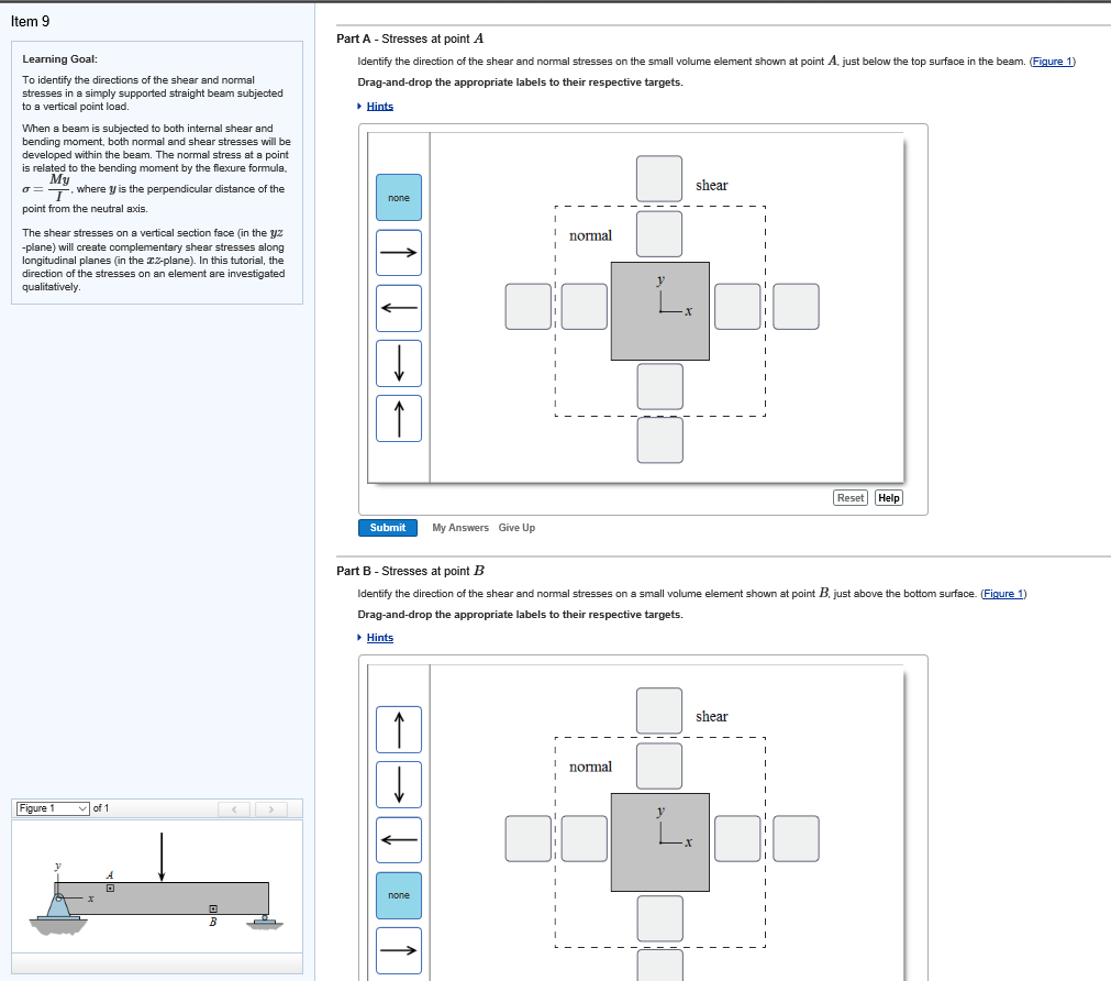 Solved Item 9 Part A Stresses at point A Learning Goal: | Chegg.com