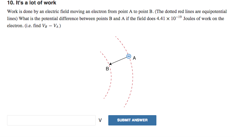 Solved Work is done by an electric field moving an electron | Chegg.com