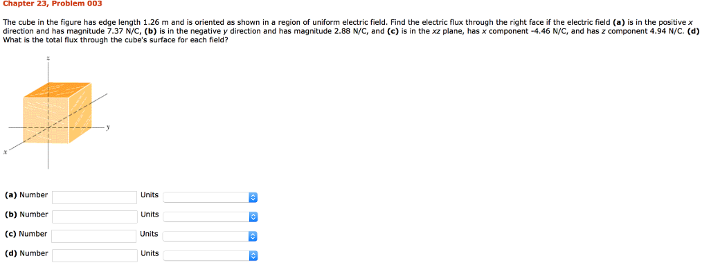 Solved The cube in the figure has edge length 1.26 m and is | Chegg.com