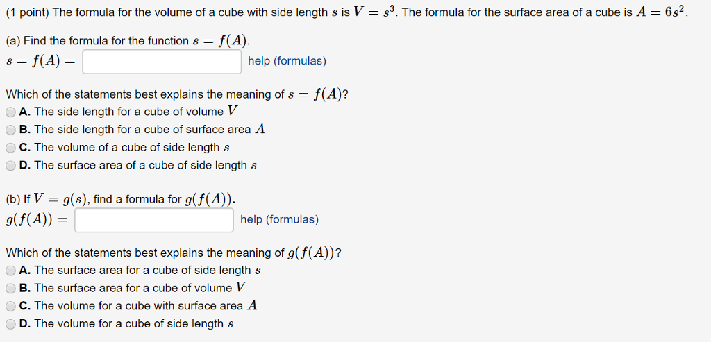 Solved The formula for the volume of a cube with side length | Chegg.com