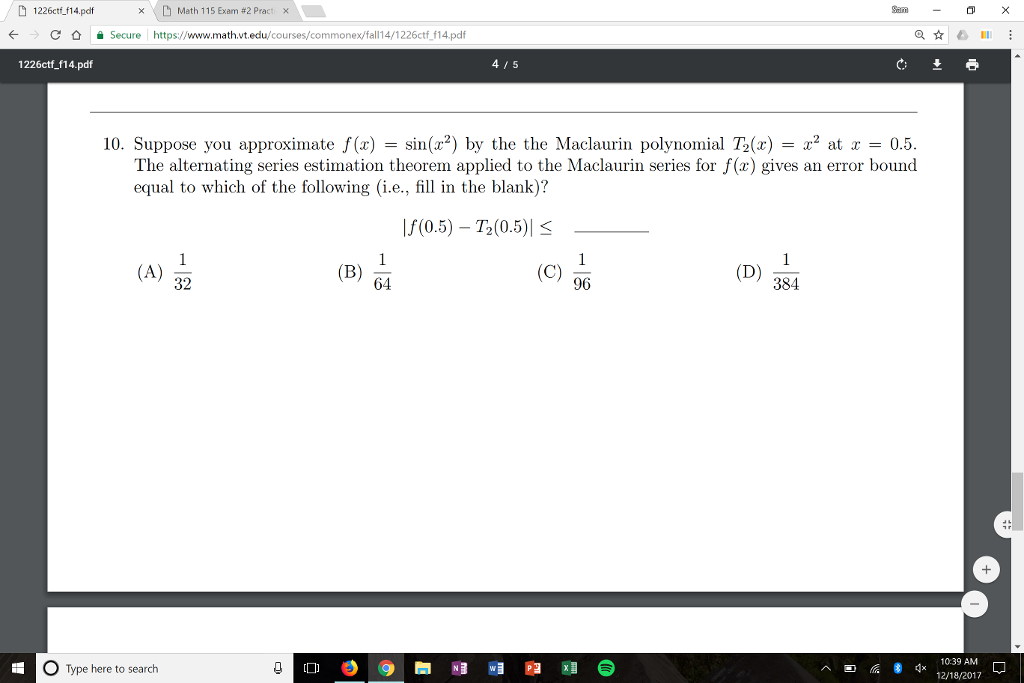 Solved Suppose you approximate f(x)= sin(x^2) by the | Chegg.com