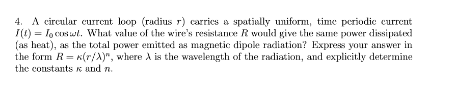 Solved A circular current loop (radius r) carries a | Chegg.com