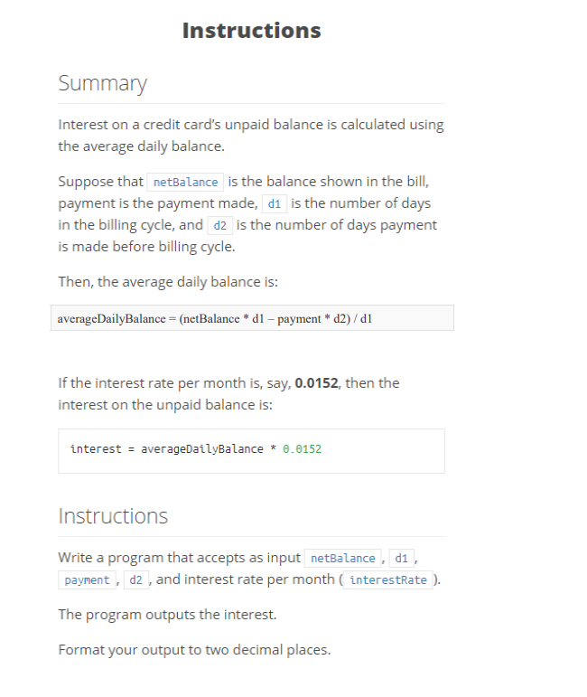 Solved Instructions Summary Interest On A Credit Card s Chegg solved-instructions-summary-interest-on-a-credit-card-s-chegg